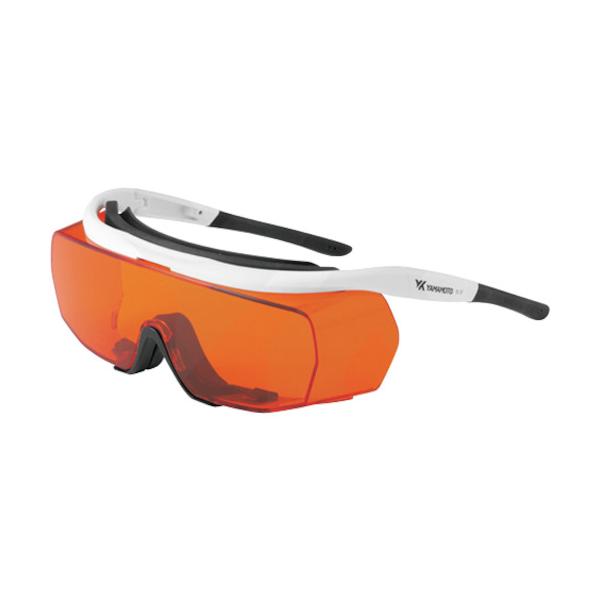 【仕様】●レンズ色：ORANGE●フレーム色：ホワイト●幅(mm)：160●高さ(mm)：58●長さ(mm)：178●可視光線透過率(%)：44●適合波長(nm)：193〜532(OD8)●防曇加工：○●防傷加工：○●ツル調整：○●ノーズパ...