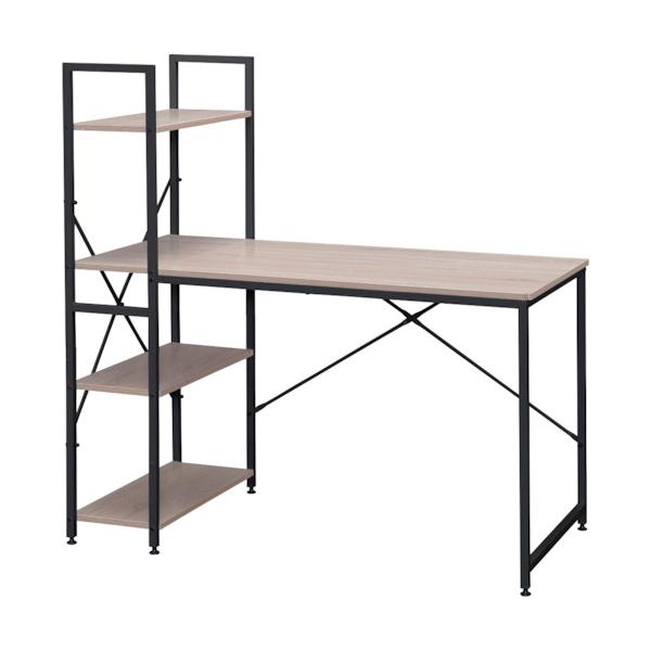 【仕様】●間口(mm)：1200●奥行(mm)：620●高さ(mm)：1200（ラック）、700（デスク）●色：ライトナチュラル/ブラック●天板材質：合成樹脂化粧パーティクルボード（メラミン樹脂）●デスク天板耐荷重(kg)：30●棚板(1枚...