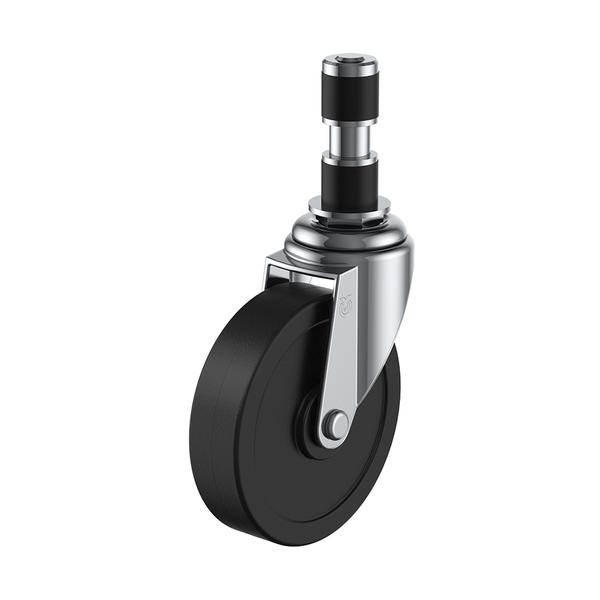 【仕様】●許容荷重(daN)：50●許容荷重(kgf)：51●車輪径D(mm)：100●車輪幅(mm)：25●取付高H(mm)：128●軸長L(mm)：60●パイプ径d(mm)：22●タイプ：自在式●許容荷重(N)：500●パイプ差し込み式...