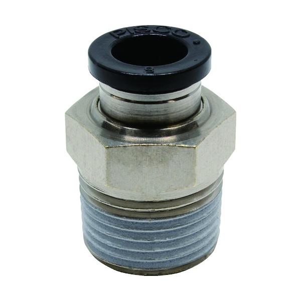 【仕様】●適合チューブ外径(mm)：8●接続口径：R3/8●六角対辺(mm)：17●全長(mm)：25.5●最高使用圧力(MPa)：1●流体温度(℃)：0〜60(凍結なきこと)●使用流体：空気、水(条件あり)●適合チューブ外径D(mm)：8...