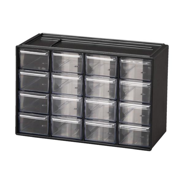 【仕様】●間口(mm)：295●奥行(mm)：130●高さ(mm)：200●最大積載量(kg/台)：3.2●色：ブラック●引出し：4列4段●引出し内寸(mm)間口：64●引出し内寸(mm)奥行：114●引出し内寸(mm)高さ：40【型番】P...