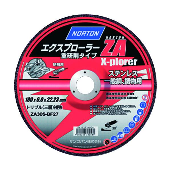 【仕様】●粒度(#)：30●砥材：ZA●硬度：S●外径(mm)：180●厚さ(mm)：6●穴径(mm)：22●最高使用回転数(rpm)：7650●最高使用周速度：72m/s(4320m/min)【型番】2TW180XPRDZA60-30　/...