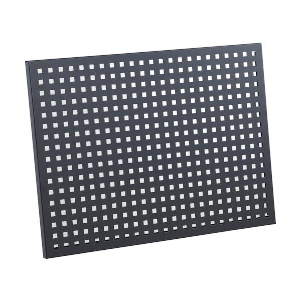 【仕様】●品名：上部パンチングパネル　６００Ｘ４５０●間口(mm)：600●奥行(mm)：25●高さ(mm)：450●色：ブラック●均等積載量(kg/段)：15●最大積載量(kg/台)：15●パンチング穴寸法：10×P25mm【メーカー】ト...