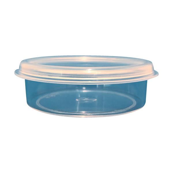 【仕様】●色：透明(本体）、乳白色(フタ）●奥行(mm)：63Ф●高さ(mm)：21●容量(ml)：50●外形寸法(mm)径×高さ：63×21●外径(mm)：63●耐熱温度(本体）:８０℃、(フタ）：６０℃●「RoHS」「SDS」対応品●積...