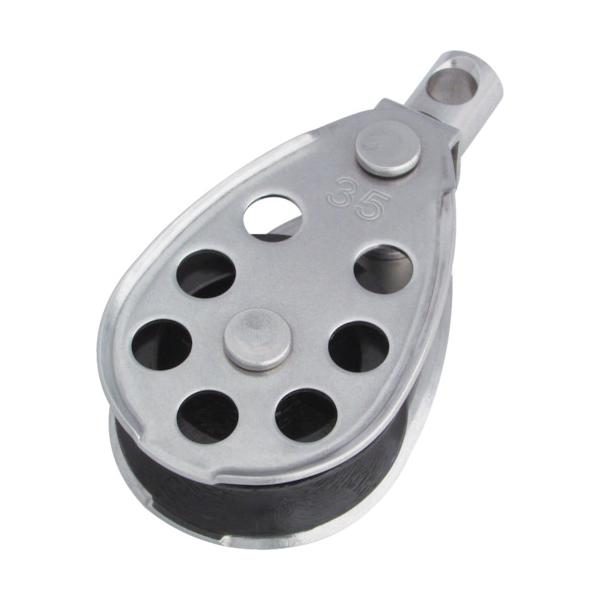 【仕様】●基本使用荷重(t)：0.04●最大使用ロープ径(mm)：10●車数：1●車径(mm)：35●車溝幅(mm)：9.5●寸法(mm)A：71●寸法(mm)B：37.0●寸法(mm)C：17.0●穴径 d(mm)：6●スイベルタイプ●梱...