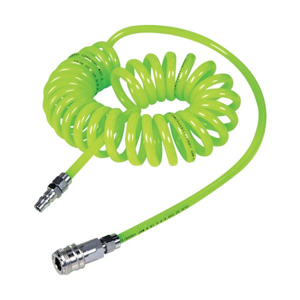 【仕様】●色：蛍光緑●外径(mm)：8●内径(mm)：5●使用範囲(m)：4●全長(mm)：930●コイル径(mm)：42●コイル長(mm)：330●使用流体：空気●ホース内径×外径(mm)：5×8●使用温度範囲：-20〜60℃●使用圧力：...