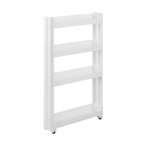 【仕様】●耐荷重(kg/台)：24●耐荷重(kg/段)：4●段数(段)：4●色：ホワイト●外形寸法(mm)間口：105●外形寸法(mm)奥行：550●外形寸法(mm)高さ：885●耐荷重(kg/段)上：4●耐荷重(kg/段)下：10●収納ワ...