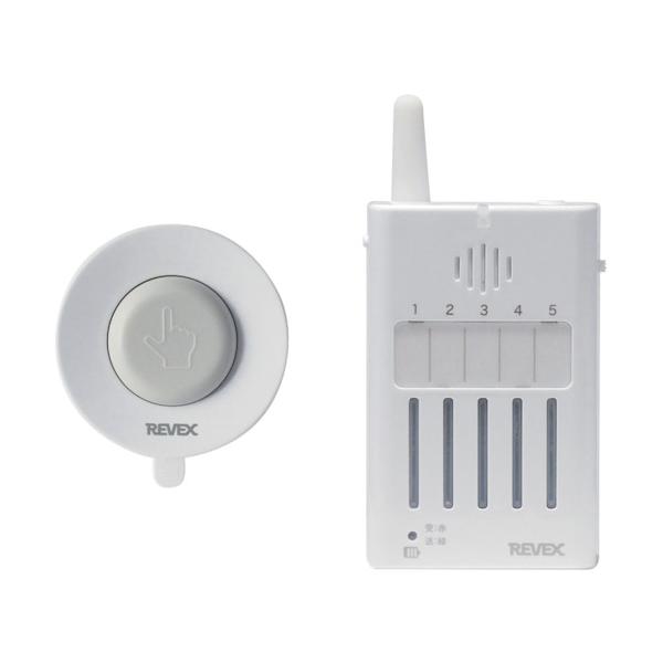 【仕様】●チャイム種類：携帯型受信機押しボタンセット●保護等級：IP67相当(送信機)●品名：5か所携帯呼び出しチャイムセット●音量(dB)：45〜90●受信器幅×奥行×高さ(mm)：57×27×110●送信器幅×奥行×高さ(mm)：φ60...