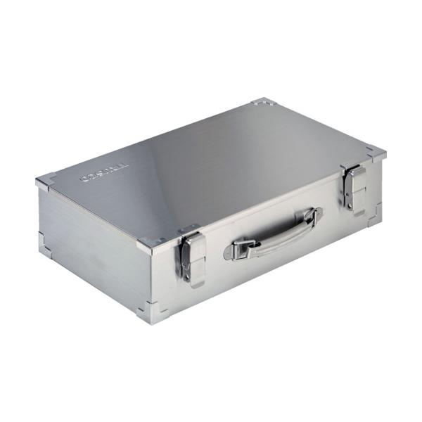 【仕様】●色：シルバー●外形寸法(mm)間口：420●外形寸法(mm)奥行：245●外形寸法(mm)高さ：105●有効内寸(mm)間口：408●有効内寸(mm)奥行：223●有効内寸(mm)高さ：97●南京錠(別売)：取付可(φ7mm)●中...