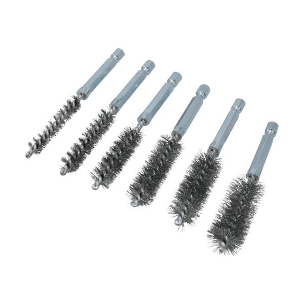 【仕様】●全長：100mm●ブラシ径：Φ9／11／13／15／17／19mm●ブラシ長：45mm●線径：0.15mm●軸二面幅：1/4HEX(6.3mm)●最高使用回転数：2100min-1【型番】2011000012274【商品コード】3...