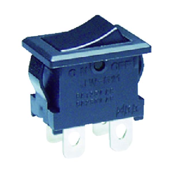 【仕様】●回路数：2極単投(4P)●機能動作：ONーOFF●取付パネル厚(mm)：0.75〜2.00●取付穴寸法(mm)：19.2×12.9●接触抵抗：10mΩ以下(DC2〜4V 100mAにて)●絶縁抵抗：DC500V、500MΩ以上●定...
