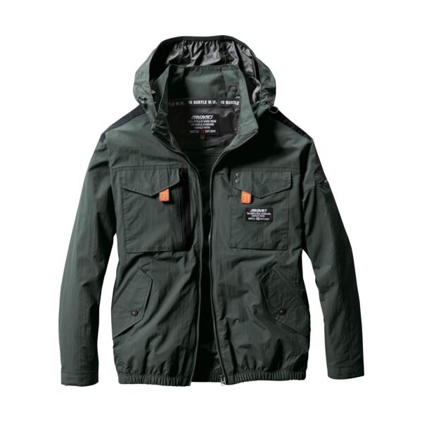 【仕様】●色：ミルスグリーン●サイズ：XXL●着丈(cm)：72●胸囲(cm)：130●肩幅(cm)：52●冷却ファン有無：なし●袖丈タイプ：長袖●袖丈(cm):63●脱着可能な大型フード●背ヨークに保冷剤収納ポケットを装備【型番】AC11...