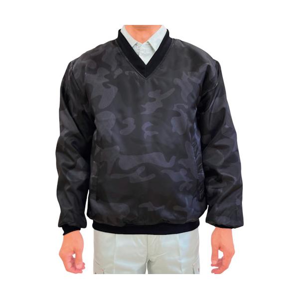 【仕様】●色：ブラック迷彩●サイズ：3L●着丈(cm)：71●胸囲(cm)：138●肩幅(cm)：55●袖丈(cm)：65●身長(cm)：180〜190●適合胸囲(cm)：108〜116●Ｖネック仕様●両サイド ポケット付●裏地はキルトで暖...