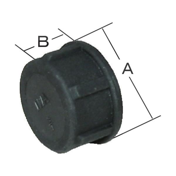 【仕様】●最高使用圧力(MPa)：0.6●使用温度範囲(℃)：0〜80●呼び径：25A（1）●寸法(mm)A:45●寸法(mm)B:25●最高使用圧力：0.6MPa●使用温度範囲：0〜80℃【型番】49CAP25P【商品コード】510376...