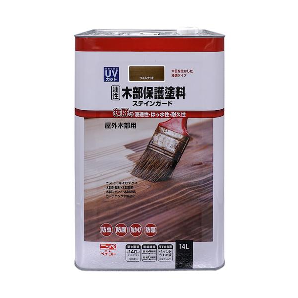 【仕様】●色：ウォルナット●容量(L)：14●塗布面積(［［Ｍ２］］)：約140●乾燥時間：夏4時間冬6時間●塗り重ね可能時間：夏6時間冬12時間●塗り重ね回数：2回【型番】4976124519734【商品コード】5367501※お問い合わ...