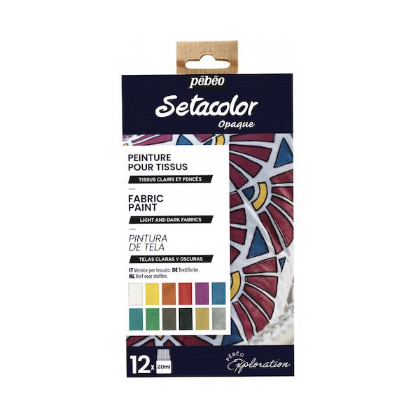 【仕様】●手描きやステンシルに適した布専用水性アクリル絵具 20mlボトルｘシマー色（不透明光沢色）12色入りのスターターセットです。●濃色生地にも描けて、鮮やかな発色。● キラキラとした上品な光沢色です。●不透明光沢色 【濃色・淡色生地用...