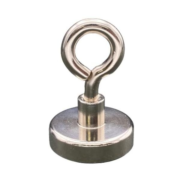 【仕様】●垂直耐荷重(kg)：34●外径(mm)：32●高さ(mm)：46●厚さ(mm)：8●タイプ：アイフック●寸法d(mm)：12●寸法M(mm)：M6●寸法T1(mm)：18●強力なネオジキャップ磁石にアイフックが付いた製品です。【型...