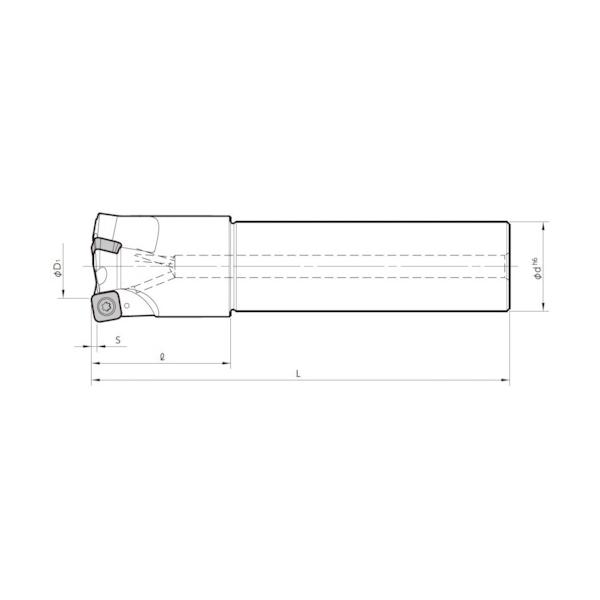 【仕様】●刃数CICT(枚)：2●切削径DC(mm)：28●シャンク径DMM(mm)：25●全長OAL(mm)：200●適合チップ：SOMT1004●スクリュークランプ方式●ロングシャンク【型番】MFH28-S25-10-2T-200　/　...
