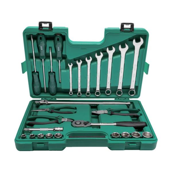 【仕様】●ケース寸法(mm)間口：440●ケース寸法(mm)奥行：290●ケース寸法(mm)高さ：90●セット内容(点)：26●ケース色：緑●差込角(mm)：12.7【型番】ST09502SJ【商品コード】6793511※お問い合わせの際は...