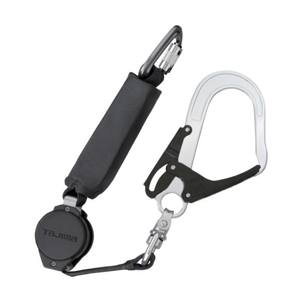 【仕様】●タイプ：シングル●最大使用可能質量(kg)：100●色：黒/銀●ランヤード寸法長さ(mm)：1500●ランヤード長さ(mm)収縮時：700●フックタイプ：L5(軽量スチール)●フック口開き(mm)人体側：12●フック口開き(mm)...