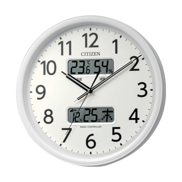 【仕様】●直径(mm)：350●厚さ(mm)：56●電源：単3アルカリ乾電池×2本（別売）●電池寿命：約1年●電波：◯●色：白●プラスチック枠●前面ガラス●温度計（-9.9〜49.9℃）、湿度計（20〜90%) 、カレンダー表示（2099年...