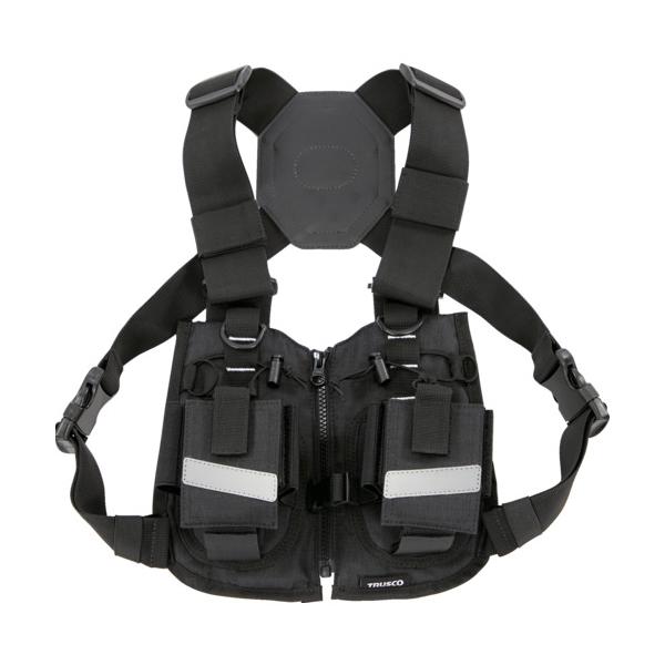 【仕様】●色：黒●サイズ：フリー●着丈(cm)：46〜55●適合胸囲(cm)：約90〜130●無線機ホルダー(左右)●適応無線機サイズ：W85×H120×D55mm（サイドがゴムのため、上記サイズ以上の無線機でも対応可）●着丈調整可能(46...