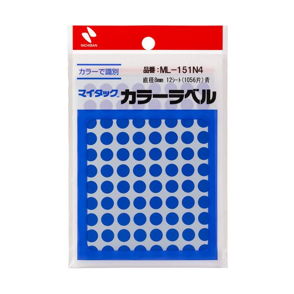 【仕様】●色：青●面付：88●1パック内：1056●ラベルサイズ直径(mm)：8●パック入数(枚)：1056片（88片×12シート）●ファイル、資料、スクラップ、備品の分類や見出し表示ラベルに。●マイタックラベルは、のりも水もいらずにそのま...