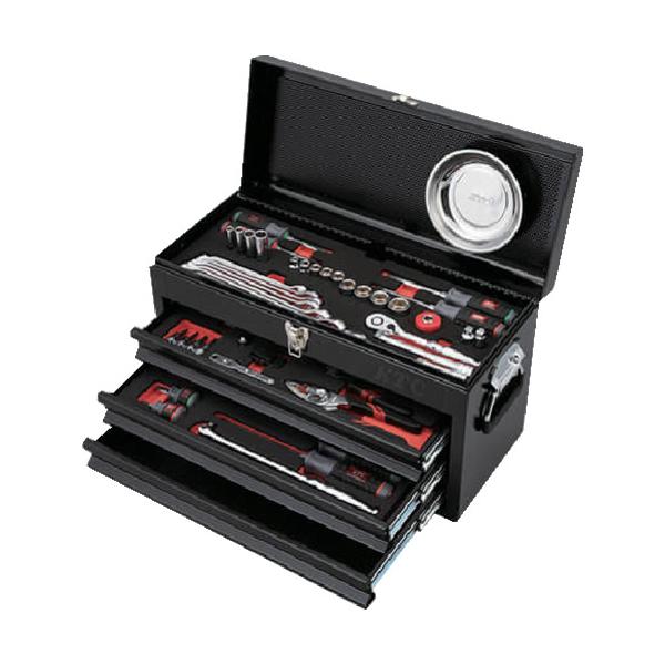 【仕様】●ケース色：ブラック●ケース寸法(mm)間口：520●ケース寸法(mm)奥行：215●ケース寸法(mm)高さ：300●セット内容(点)：66●差込角(mm)：9.5●引出しサイズ(mm)：3段:455×190×45●差込角(mm)：...