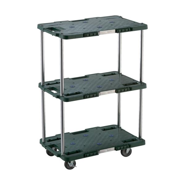 【仕様】●均等荷重(kg)：100●色：グリーン●長さ(mm)：615●幅(mm)：415●高さ(mm)：115●全高(mm)：888●キャスター径(mm)：75●組立目安：2人30分●上段高さ(mm)：888●中段高さ(mm)：502●下...