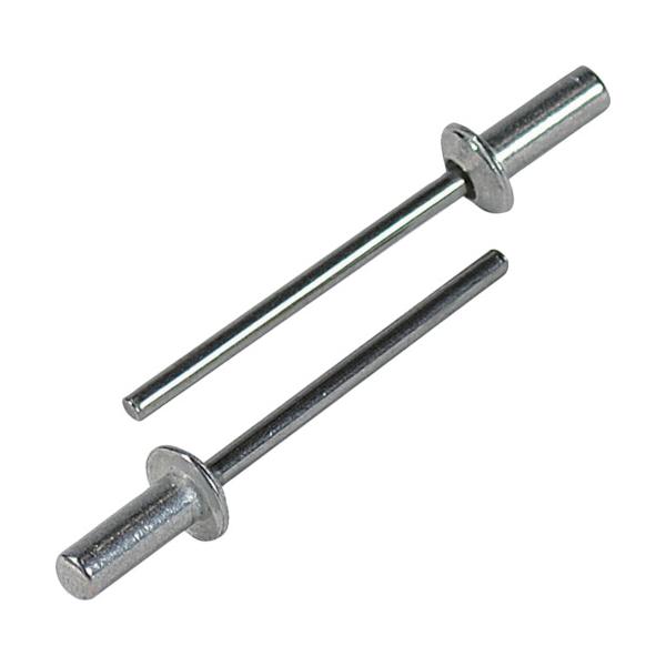 【仕様】●リベット径(mm)：4.8●リベット長(mm)：8.5●フランジ径(mm)：9.6●かしめ板厚(mm)：1.6〜3.2●下穴径(mm)：4.9〜5.0●せん断強度(N)：2600●引張強度(N)：3900●箱入数(本)：150●エ...