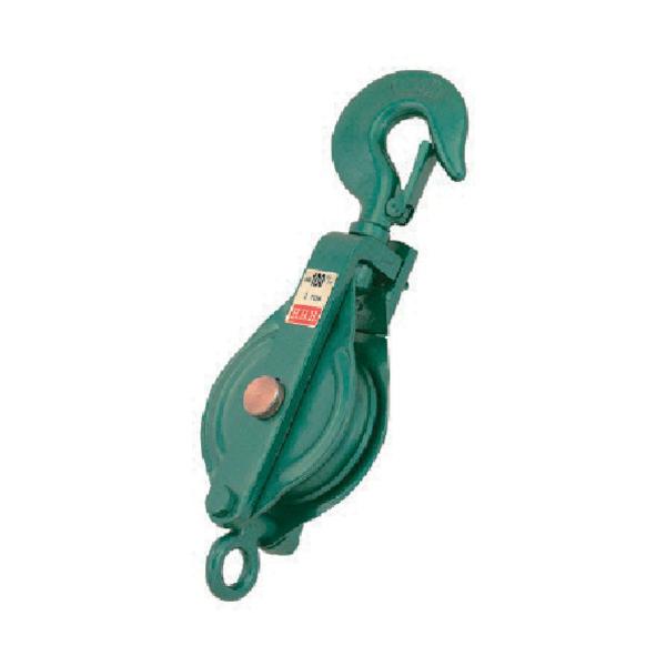 【仕様】●基本使用荷重(t)：1.5●最大使用ロープ径(mm)：14●車数：1●車径(mm)：125●車溝幅(mm)：16●寸法(mm)A：395●寸法(mm)B：140●寸法(mm)C：56●頭部形状：フック型●使用荷重(kg)：1500...