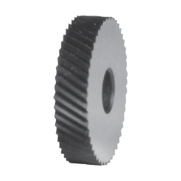 【仕様】●目：平●ピッチ(mm)：0.5●モジュール(mm)：0.16●外径(mm)：12●穴径(mm)：5●幅(mm)：4●適合ホルダ：廃盤：KHN1R・1L、KHP1●転造小径加工用ローレット駒　平目　細目　ピッチ：０．５　外径Ａ：１２...