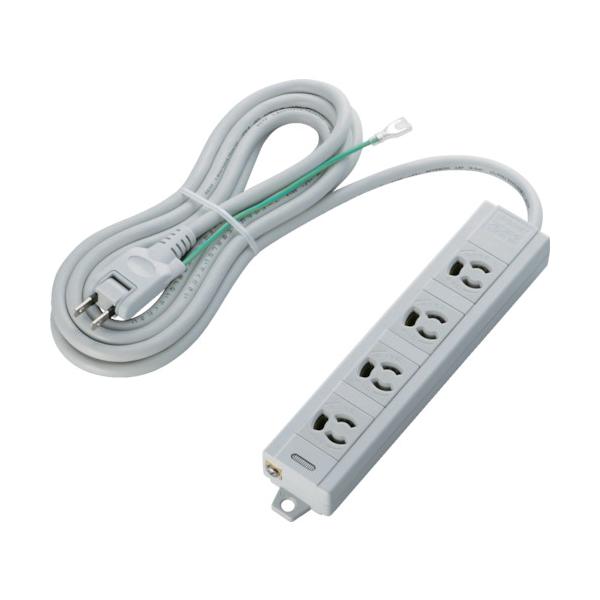 【仕様】●コンセント数：4個口●ケーブル長(m)：3●色：グレー●コード長さ(cm)：3.0m●定格：15A・125V・1500W●マグネット：○●本体差込口形状：3ピン●本体差込口個数：4個口●プラグ仕様：2ピン・スイングプラグ●絶縁キャ...