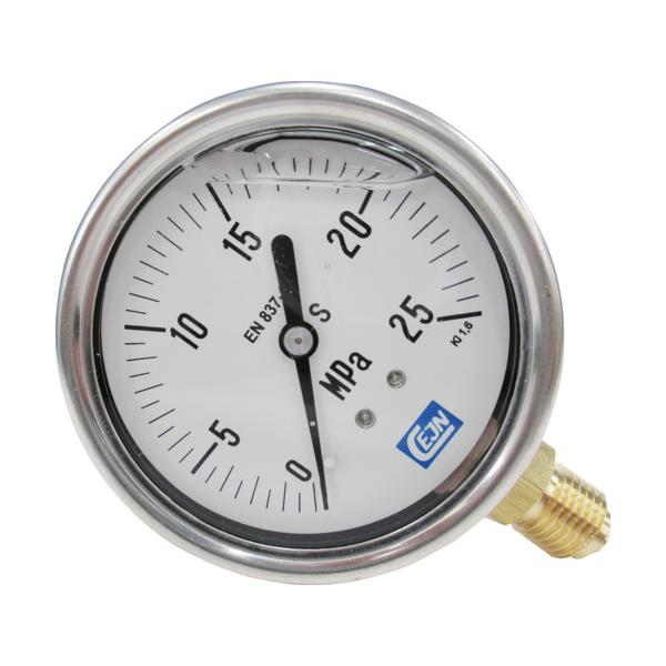 【仕様】●圧力レンジ(MPa)：0.0〜25.00●最小目盛(MPa)：0.5●精度：±1.6％ FS●接続部サイズ：G1/4●測定流体：液体または気体(作動油/水/空気/窒素ガスなど)●大きさ(mm)：63●ケース形状：A●大きさ：63m...