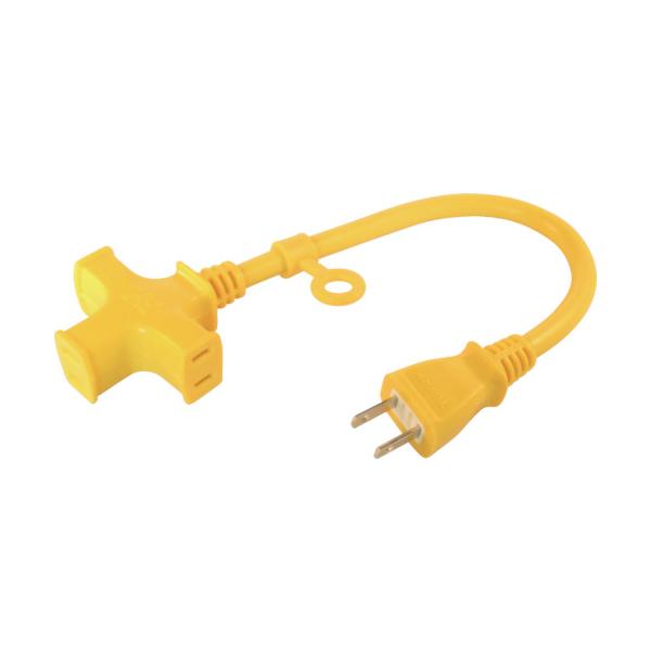 【仕様】●電線仕様長さ(m)：0.3●電線仕様太さ(［［ＭＭ２］］)：1.25●電線仕様芯数(C)：2●コンセント仕様定格：2P・15A・125V●コンセント仕様形状：ニ相●コンセント仕様個数：3●電線種：VCT●色：黄●電線部：VCT2c...