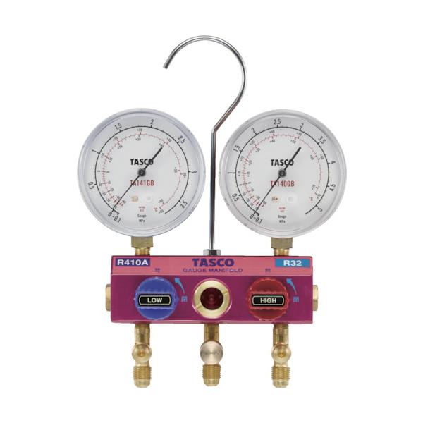 【仕様】●低圧連成計(MPa)：-0.1〜3.8●高圧圧力計(MPa)：-0.1〜5.3●接続口径：5/16フレア●ゲージ径(mm)：80●付属ケース：あり●奥行(mm)●高さ(mm)●表示方式●幅(mm)【型番】TA122GB-1　/　T...