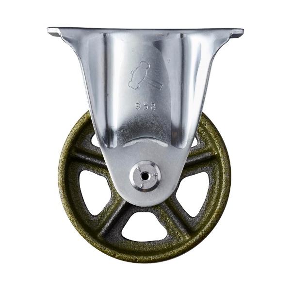 《仕様》●車輪：イモノ車●取付タイプ：平付固定●材質・表面処理：スチール(三価クロム化成処理)●車輪サイズ：100mm●許容荷重：120daN●取付高：132mm●取付座：110×78mm●取付寸法：80×45(90×50)mm●取付穴径：...