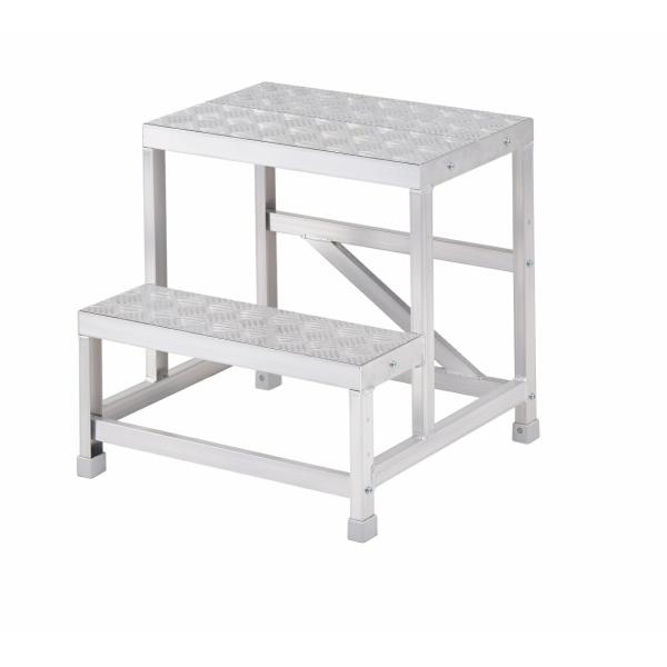 《仕様》●最大使用質量（kg）：150●型式：DBS2-646●天板高さ(m)：0.6●天板寸法（cm）：W60×D40 ●設置寸法（外寸）（cm）全幅：62 ●設置寸法（外寸）（cm）奥行：62 ●質量（kg）：8.9《特長》●頑強なアル...