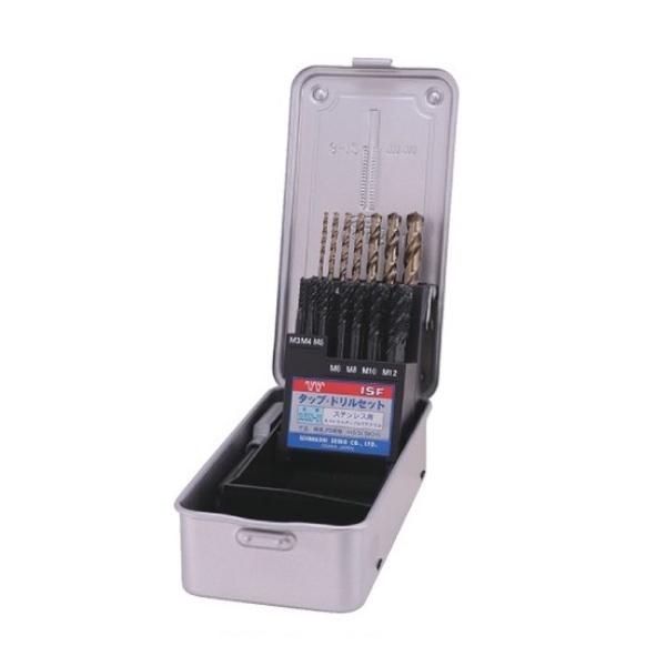 《仕様》●セット内容：ステンレス用スパイラルタップ：M3・M4・M5・M6・M8・M10・M12各2本、下穴ドリル：2.5・3.3・4.2・5.0・6.8・8.5・10.3mm各1本、タップレンチ《特長》●スチールケース入。●タップレンチ付。
