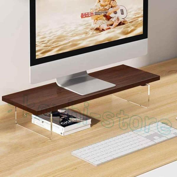 【おしゃれなPC台&amp;amp;amp;amp;amp;amp;amp;amp;amp;アクリルの足】モニタースタンドの支持脚は、透明度の高い質感を持つ高強度アクリルパネルで作られており、天板がデスクトップ上に浮いているような感覚を与え...