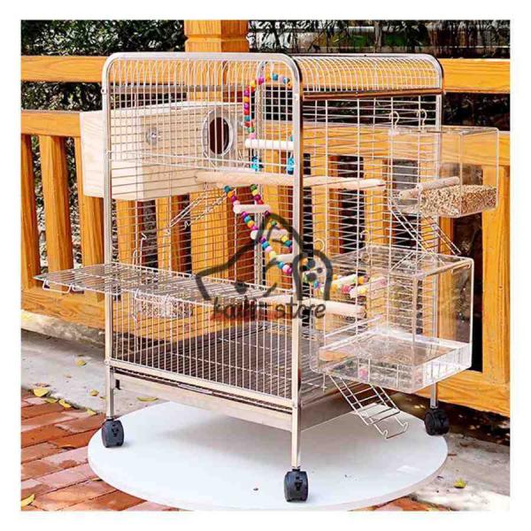 小鳥用の特別な鳥かご: 付属品は非常に豊富です。 食べる、飲む、入浴する、繁殖する、ふれあう、遊ぶなど多くの機能を持っています。 スペースが広く、小さなオウムをたくさん飼うことができます。特大のインタラクティブなプラットフォームを備えていま...