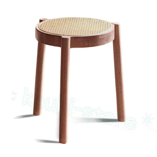 ?スタッキングしてコンパクトに収納：最大10脚まで重ね合わせられるスタッキングスツールです。?ホワイトアッシュと籐の組み合わせ：木目の美しいホワイトアッシュ無垢材とインドネシアから輸入されたラタンを使用しています。?籐カゴメ編み：太い籐を使...