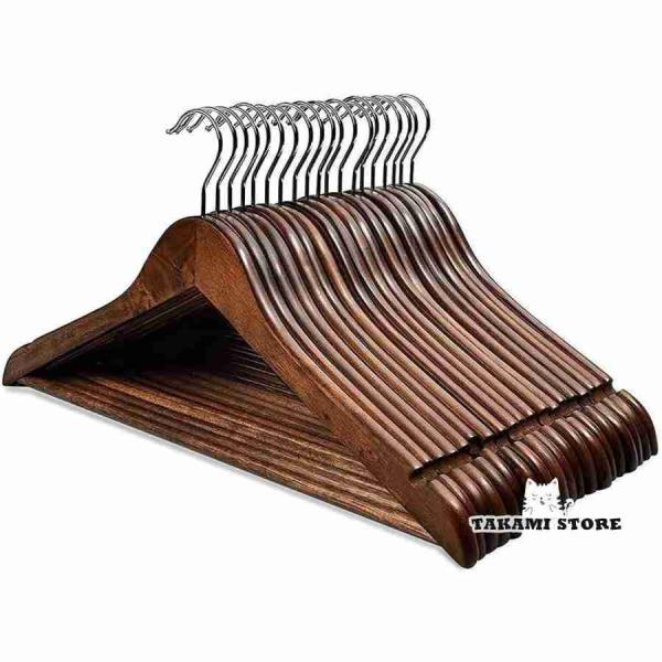 爆買 ?素材：木製?サイズ：約 幅44*高さ22.5*厚さ1.2cm?重量：120g/本?カラー：ダークブラウン/ナチュラル/ブラック/チョコレート?パッケージ内容：ハンガー*20?【使い便利】軽い衣類も滑られないようにU型設計されました。...