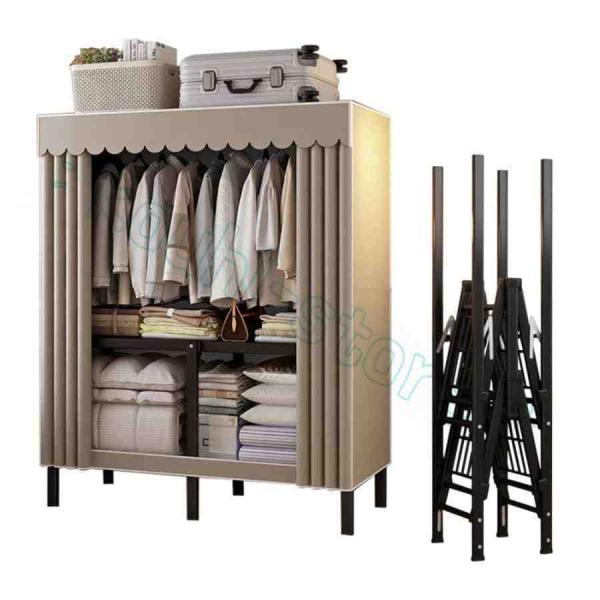 【ワードローブ カバー付き】大容量クローゼットハンガーラックで、衣類収納もラクラク！【組み立て不要】省スペース収納で、忙しいあなたに最適！【防水・防塵・防汚】との機能で、いつでも衣類が清潔に保たれます。【耐用性】環境にやさしい良質な素材で、...