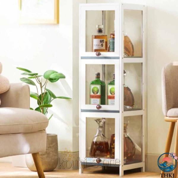 ? 高品質素材: このワインキャビネットは竹とアクリルを使用しており、変形しにくい素材で長期間安定した状態を保つことができます。細部まで磨かれているため、表面は滑らかで美しい仕上がりです。? 四面透明デザイン: 酒棚の四面が透明なアクリル素...