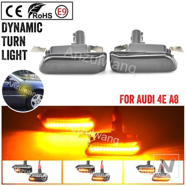 アウディ 2X A8 S8 4E D3 クワトロ 2003-2009 LED ダイナミックサイドマーカーライトスモークアンバーウィンカーランプ CANBUS■仕様 【爆買】重要な化学物質:なし車両ブランド/モデル:アウディ電圧:12Vインタ...