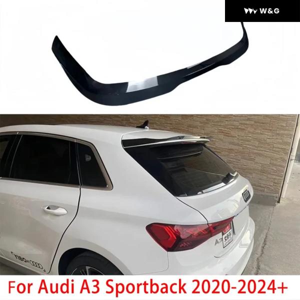 アウディ A3 8Y スポーツバック 2020 - 24 マクストン スタイル ルーフスポイラー エクステンション グロッシーブラック カーリア トランク ルーフスポイラー カスタムパーツ アクセサリー 交換用部品Hign-concerne...