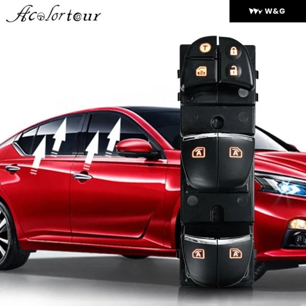 車用LEDガラスリフタークローザー ボタン パワーウィンドウスイッチ 日産 キャシュカイJ11エクストレイルT32ローグリーフムラーノセレナC26 C27 カスタムパーツ アクセサリー 交換用部品Hign-concerned Chemica...