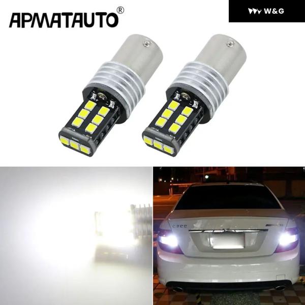 2X ホワイト 1156 PW21 BA15S 3030 15-SMD LED 車用リアリバース テールライト メルセデス ベンツ W204 C クラス 2007-2014用 カスタムパーツ アクセサリー 交換用部品Hign-concern...
