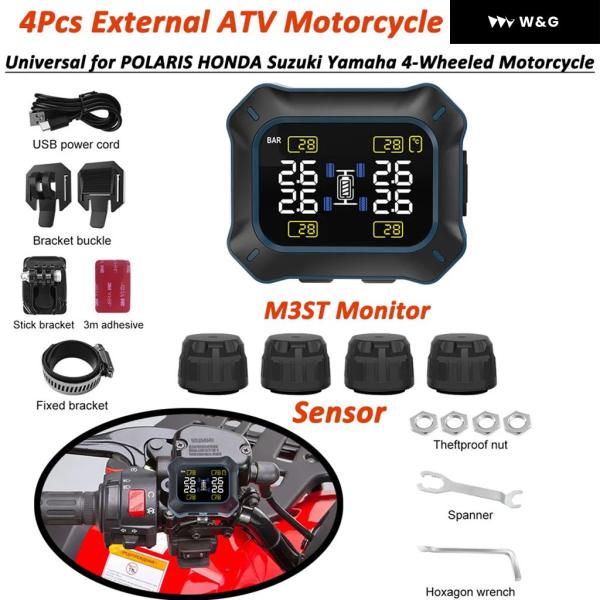 4輪 オートバイ バイク TPMS ATVタイヤエア圧モニター システム 4 アウター センサー付き 自動タイヤアラーム システム 汎用 LCD ディスプレイ カスタムパーツ アクセサリー 交換用部品Hign-concerned Chemi...